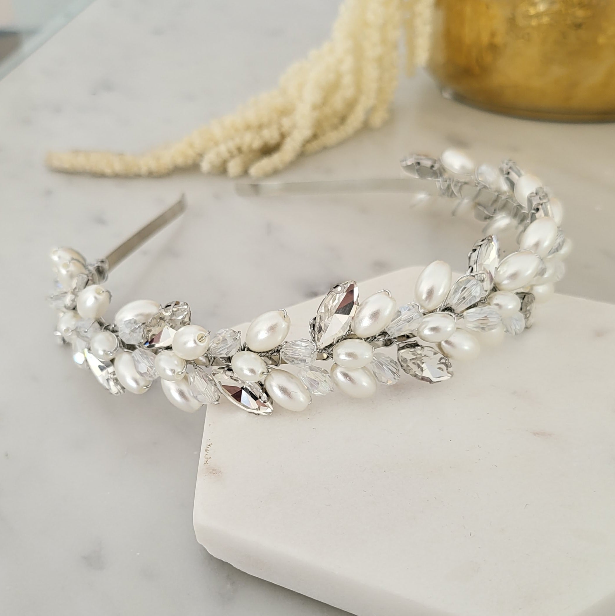 Giselle Pearl & Crystal Head Band – Ronza George Jewellery