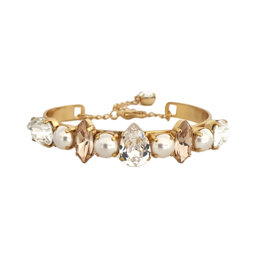 Christie Pearl and Gold Bracelet Cuff - Swarovski Crystal & Pearl ...