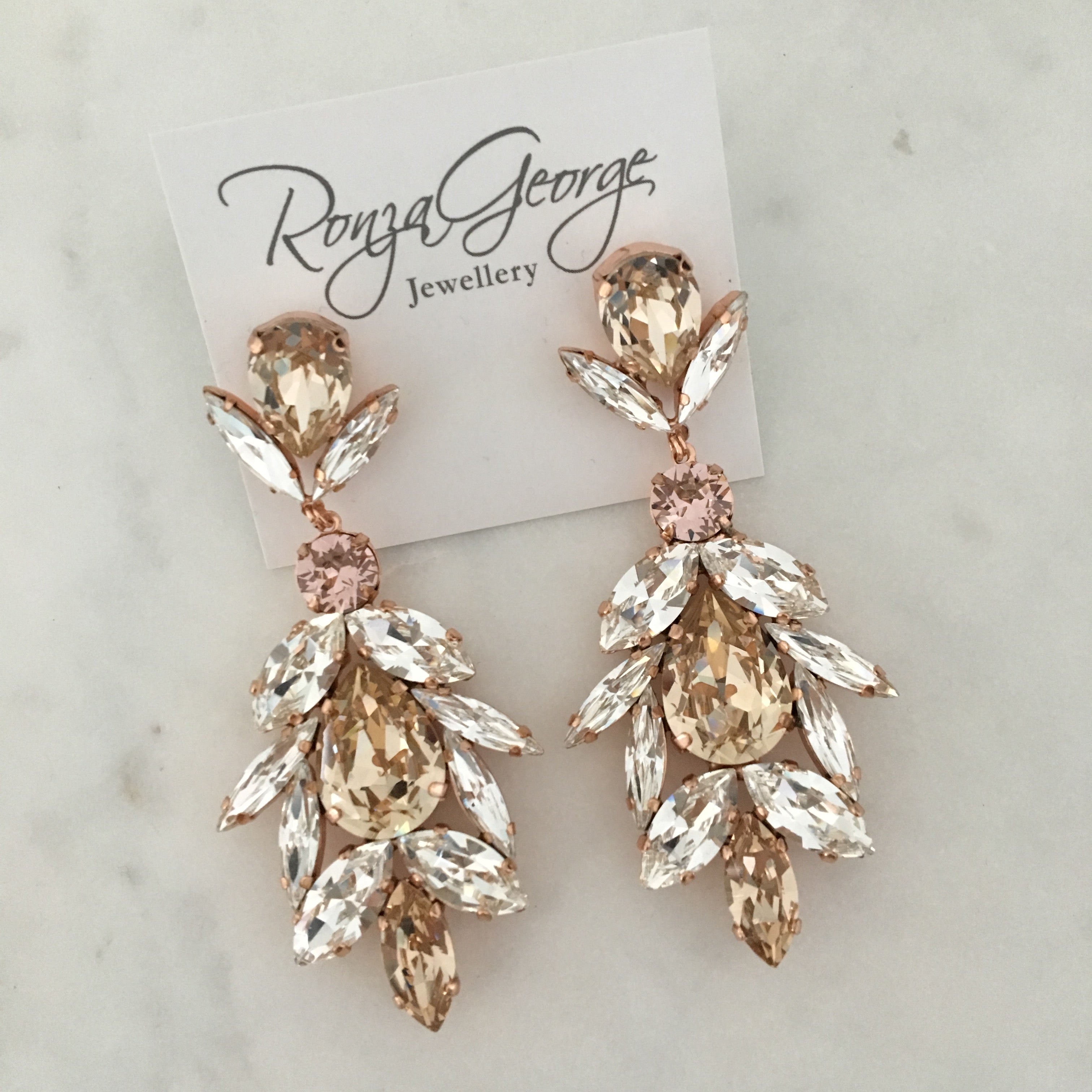 Aurora Statement Earring Drop - Light Silk and Crystal on Gold – Ronza ...