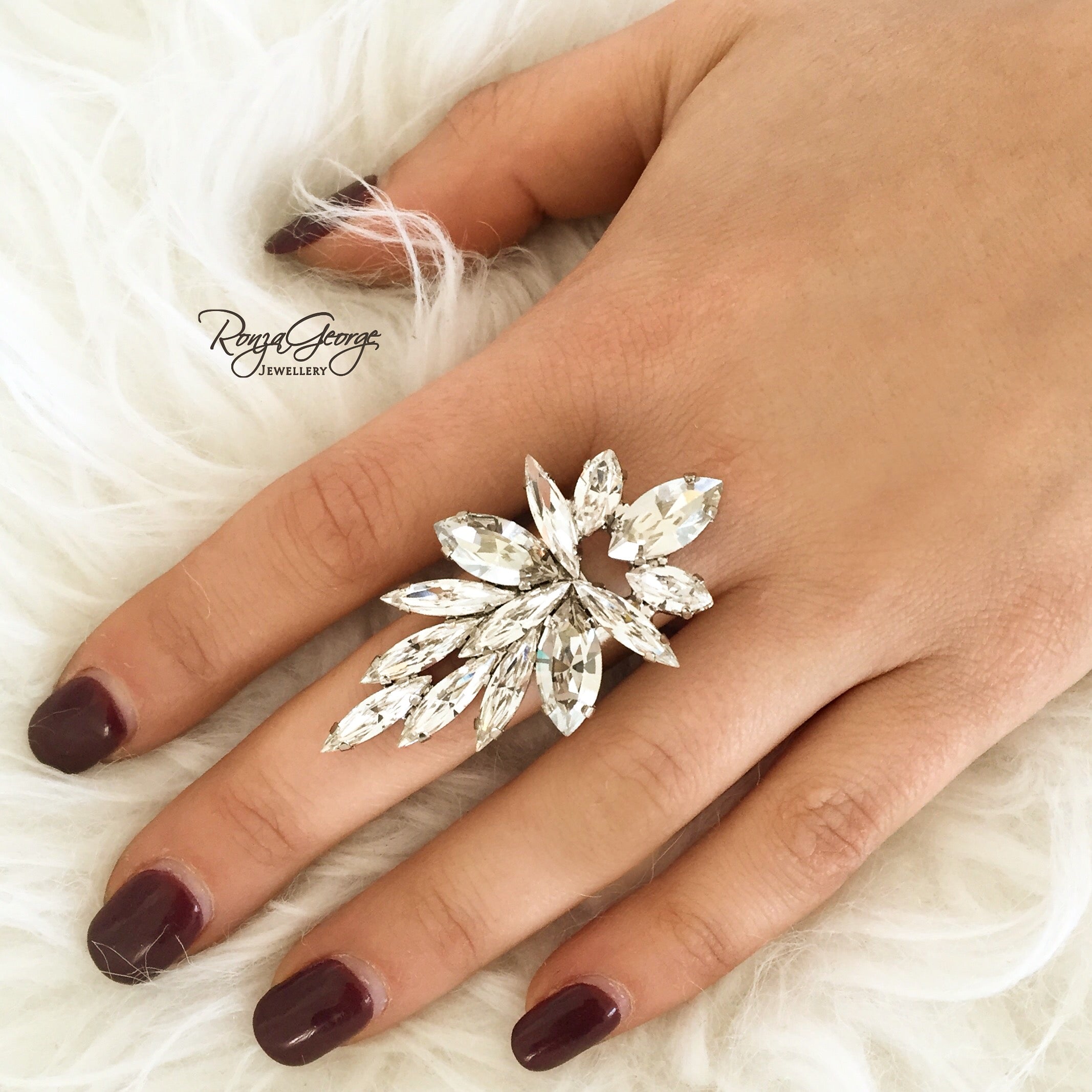 Sephora Statement Ring - Crystal – Ronza George Jewellery