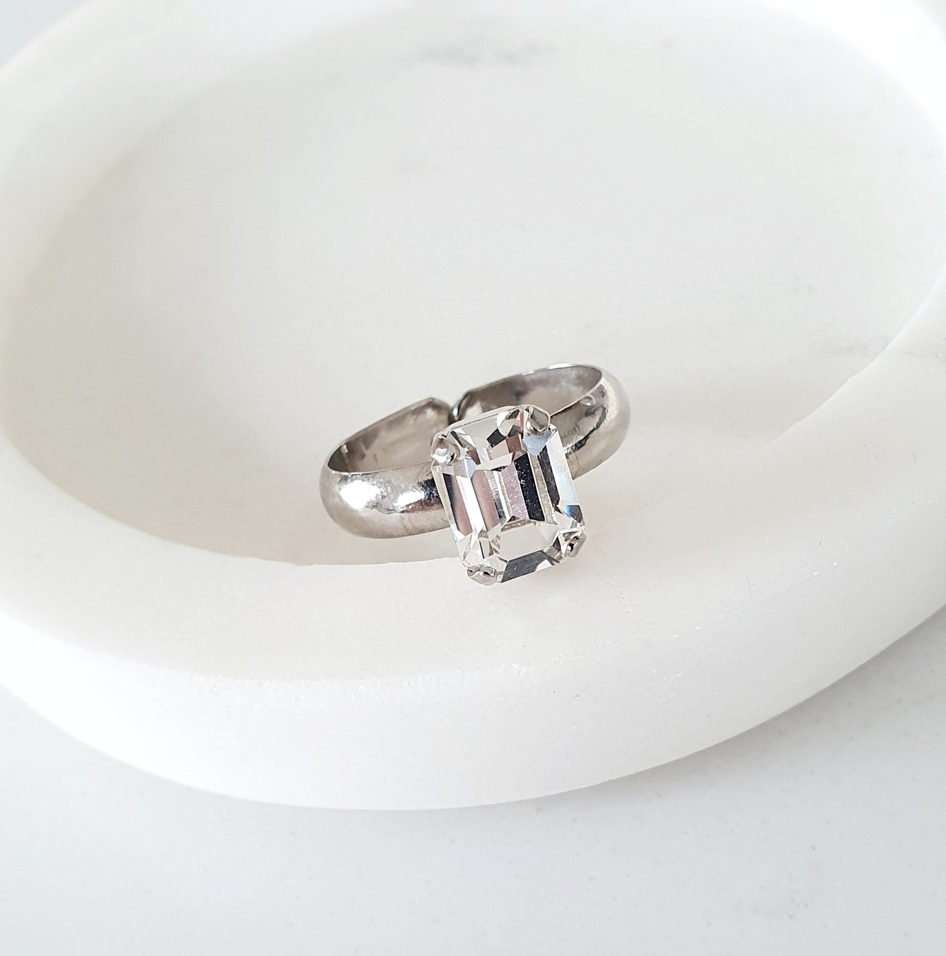 Emerald Cut Crystal Ring – Ronza George Jewellery