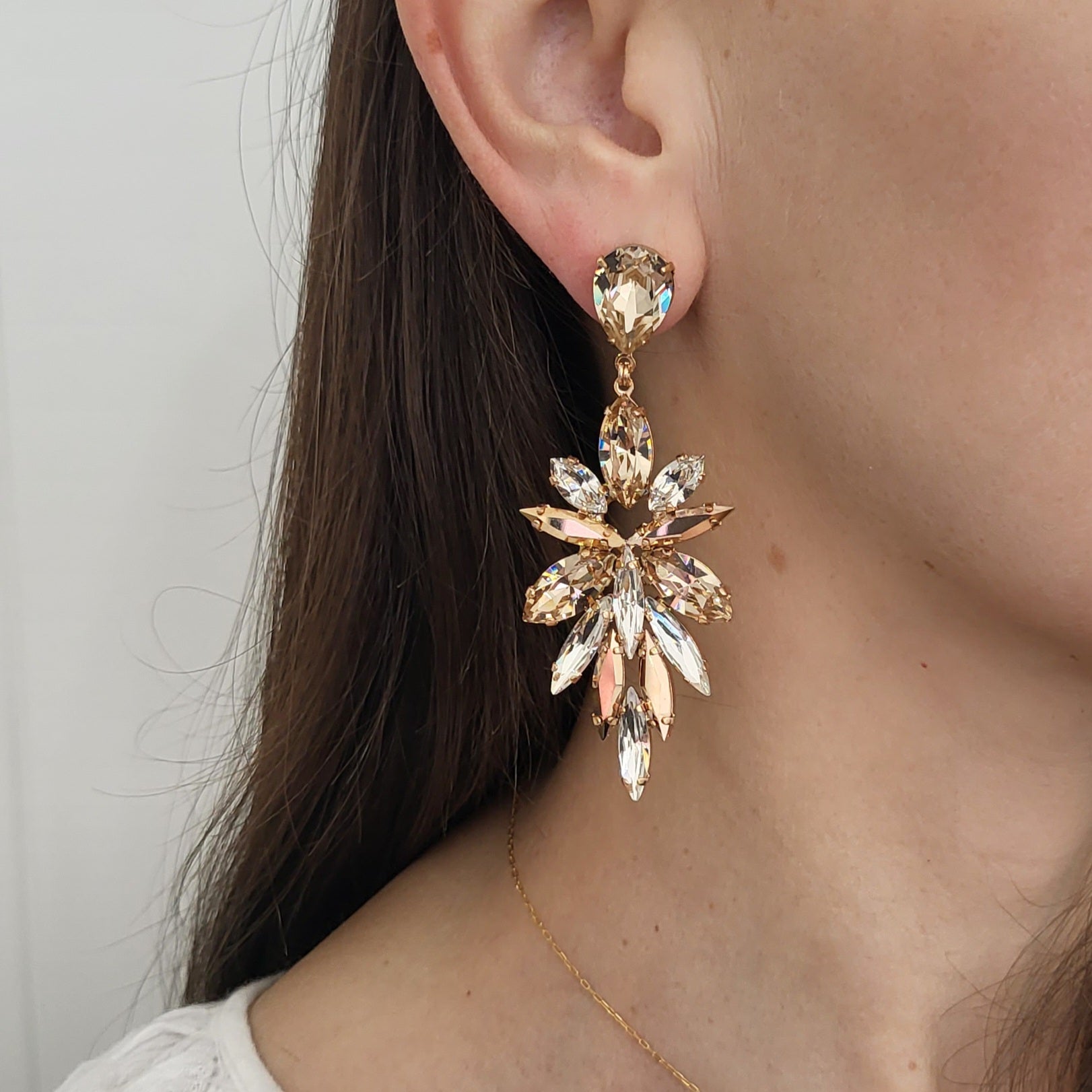 Sephora Rose Gold Statement Drop Earrings – Ronza George Jewellery