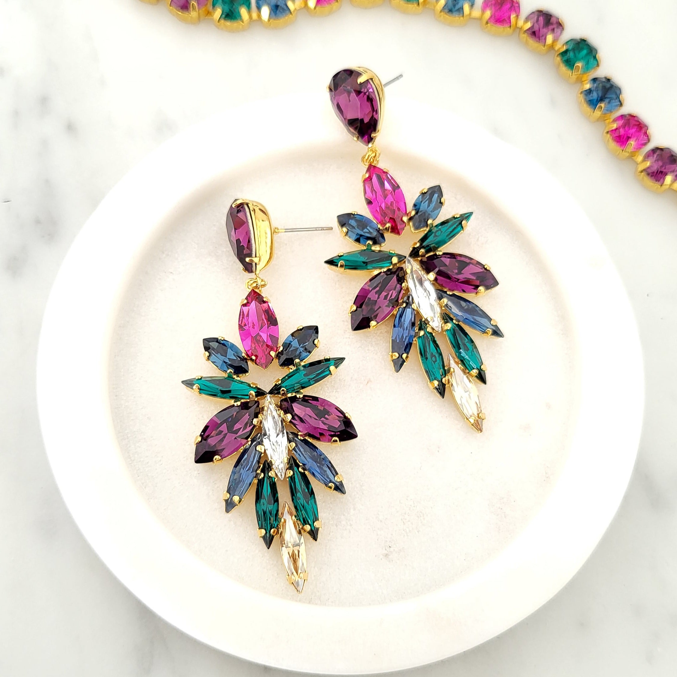 Sephora Statement Earrings - Multi Colour – Ronza George Jewellery